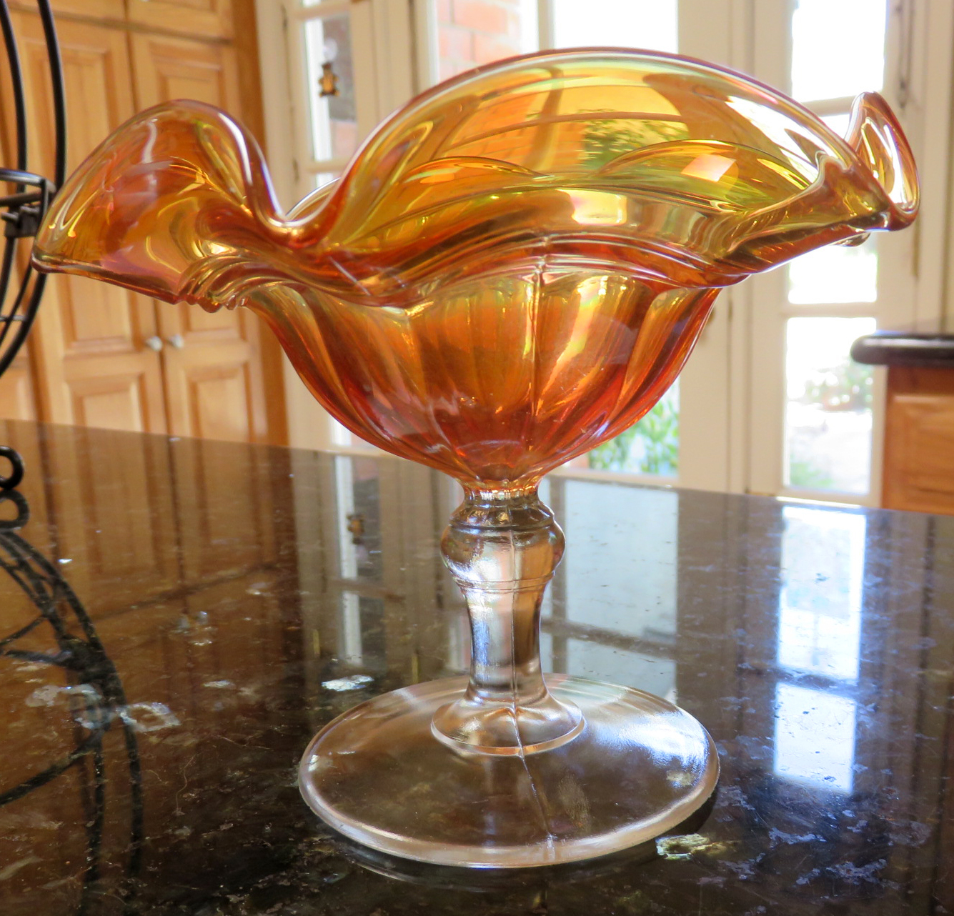 Rare Imperial BANDED FLUTE Marigold Compote circa 1910