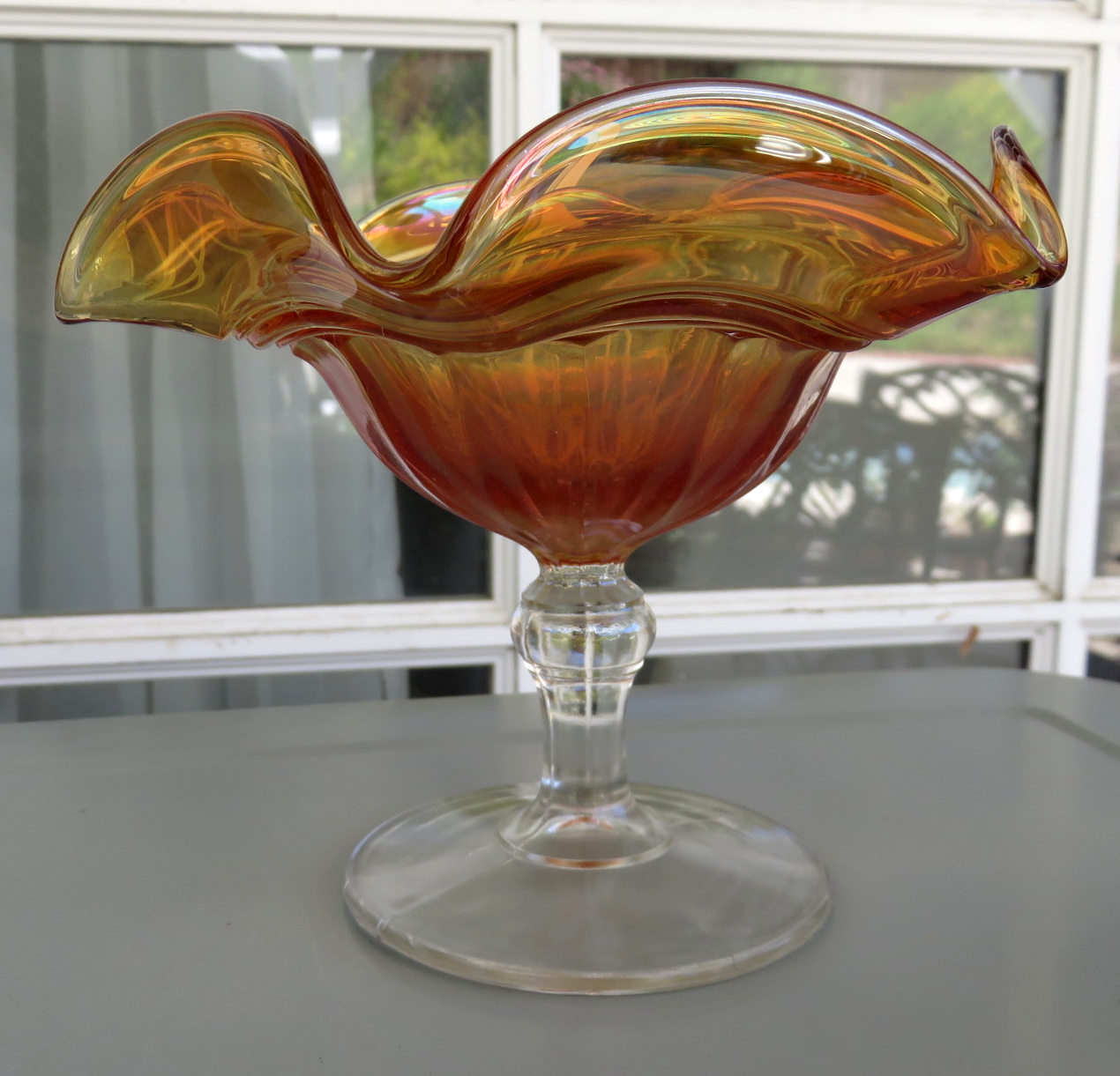 Rare Imperial BANDED FLUTE Marigold Compote circa 1910