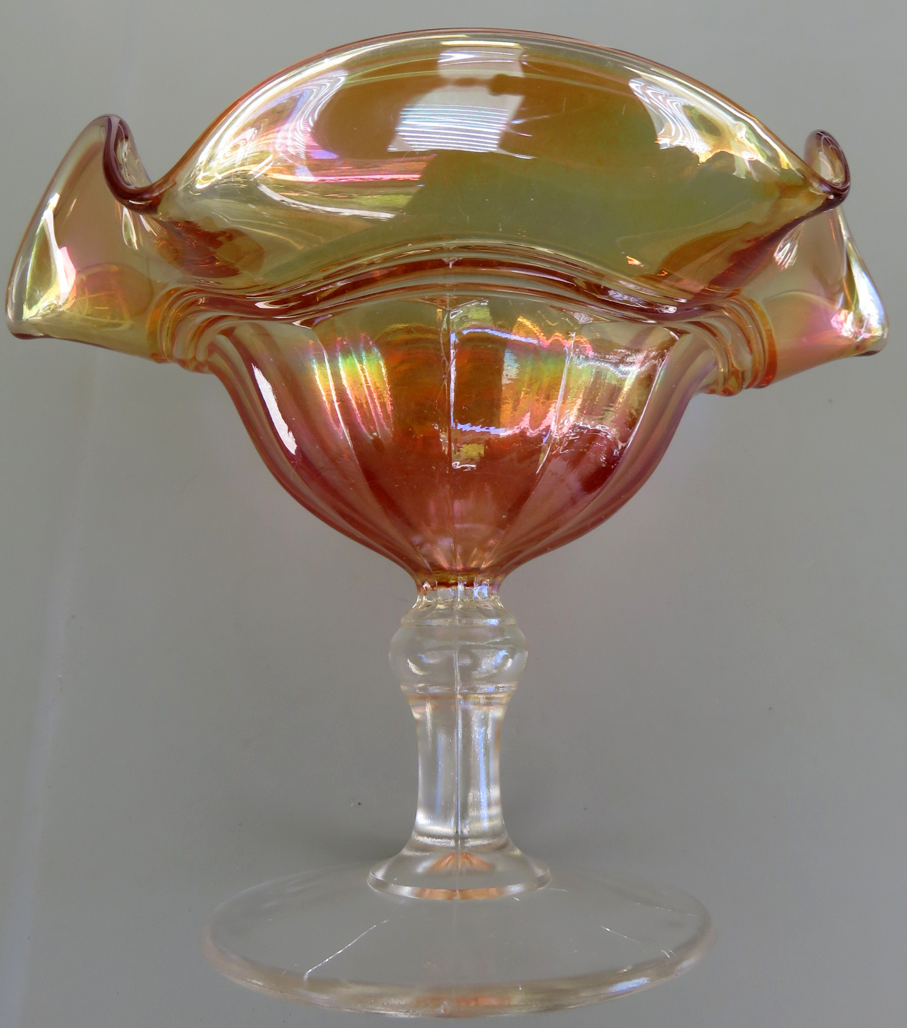Rare Imperial BANDED FLUTE Marigold Compote circa 1910