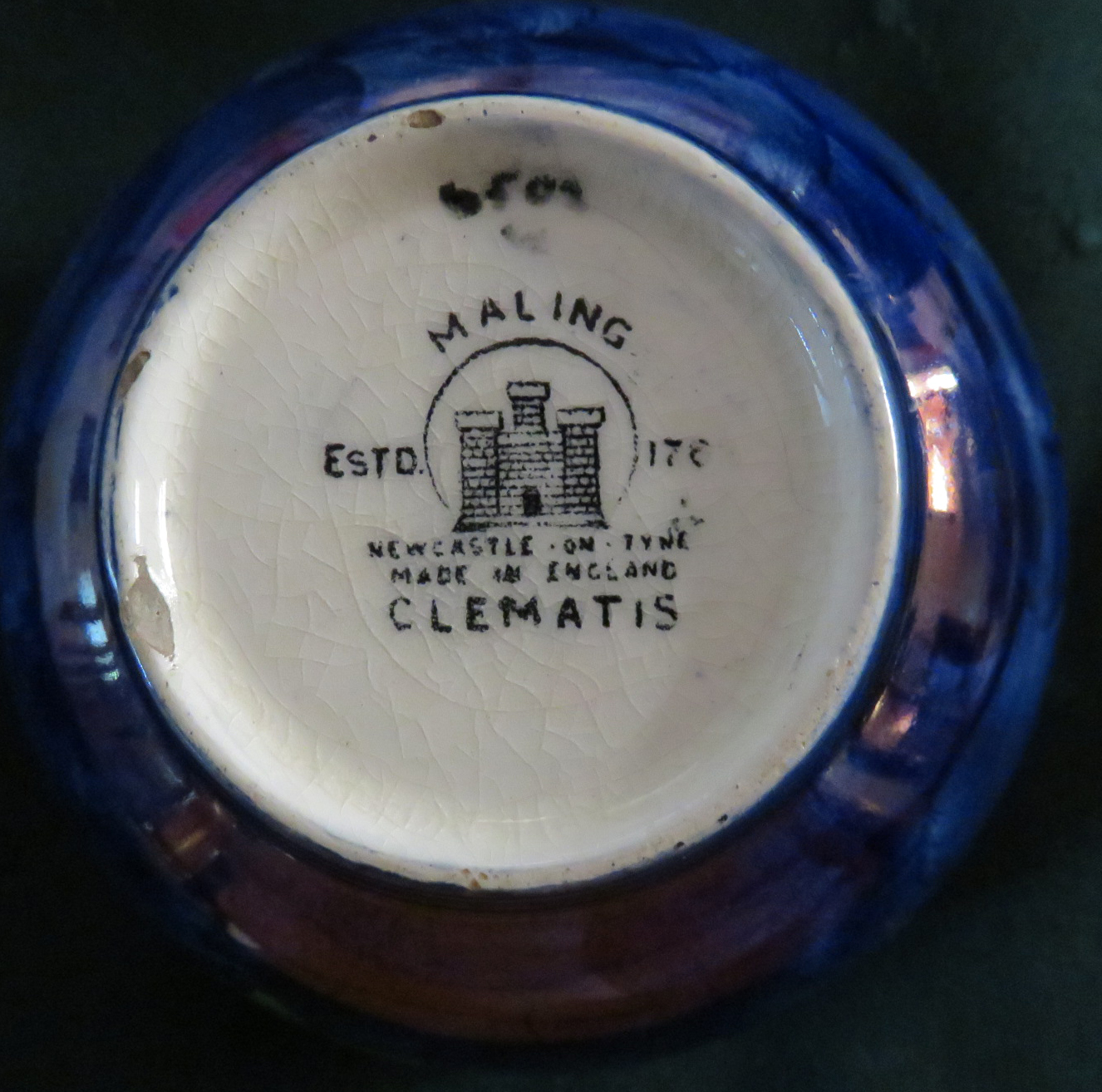Maling 6502 Clematis Wavy Still Blue Bowl circa 1934-1940s 3.5" diameter
