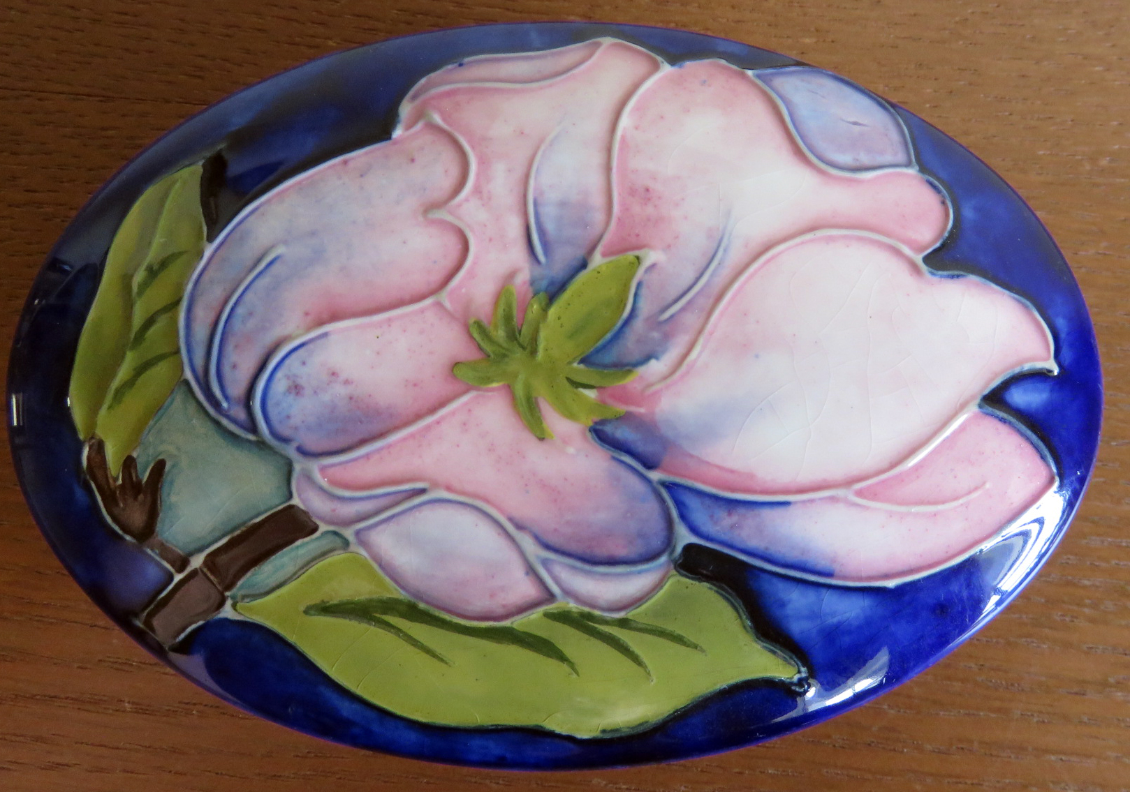 Moorcroft Magnolia Blue Lidded Dish