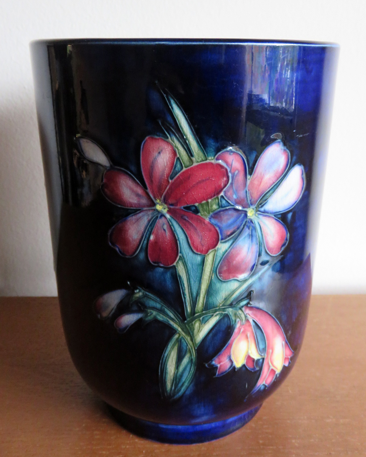 Moorcroft Spring Flowers 7 inch Cobalt Blue Cache