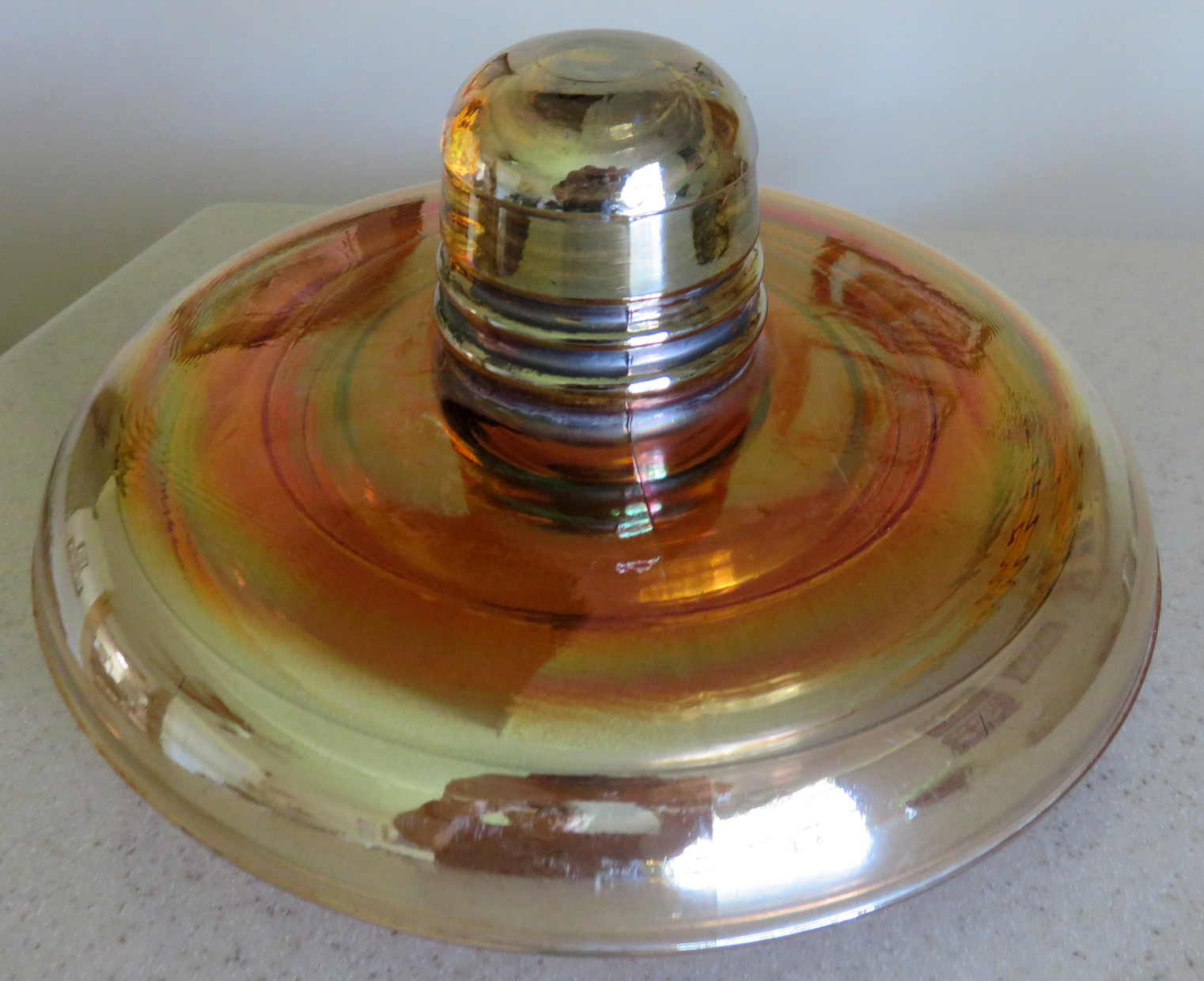 Pyrex Sombrero Marigold Carnival Glass Insulator 10 inches dated April ...