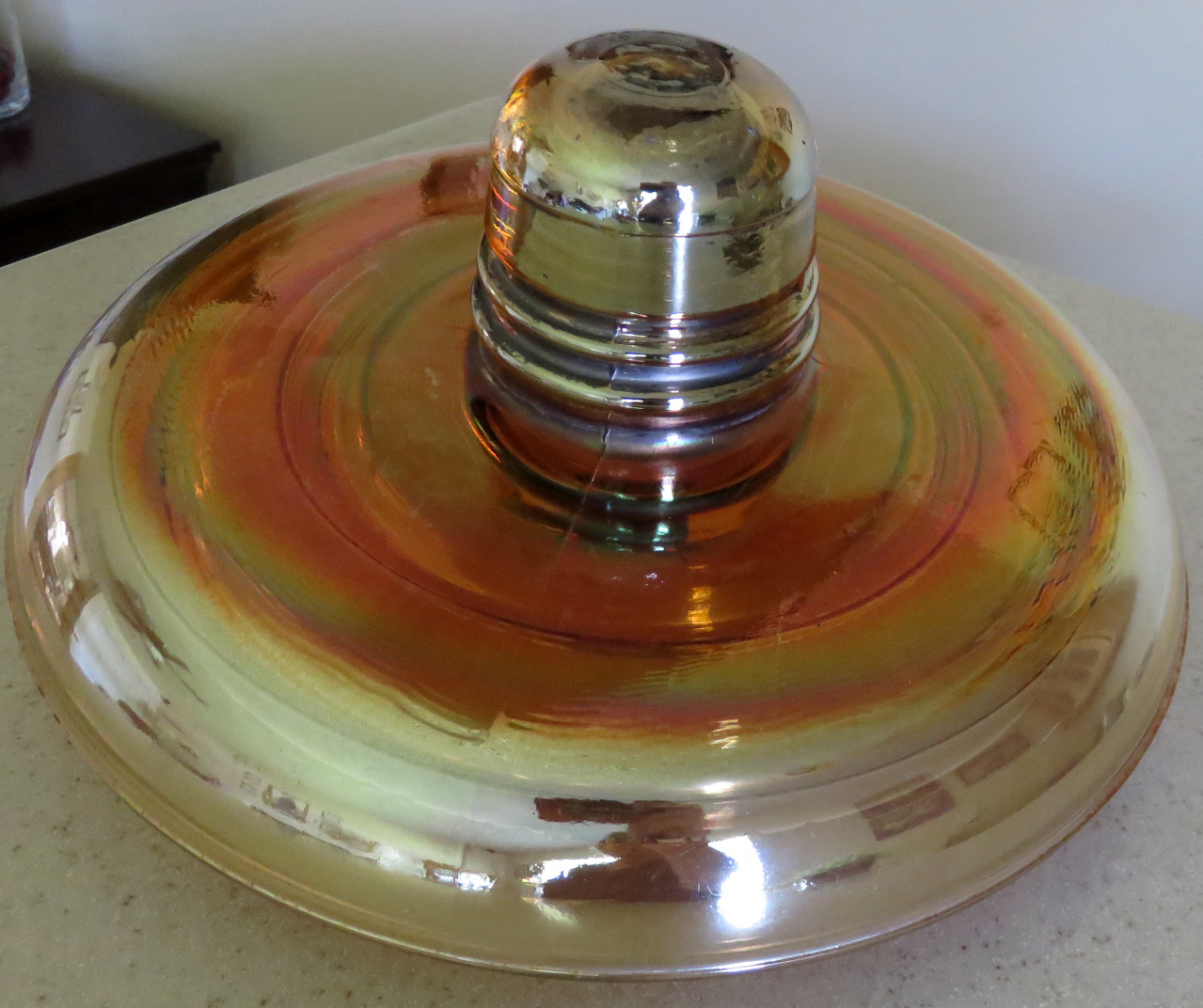 Pyrex Sombrero Marigold Carnival Glass Insulator 10 inches dated April ...