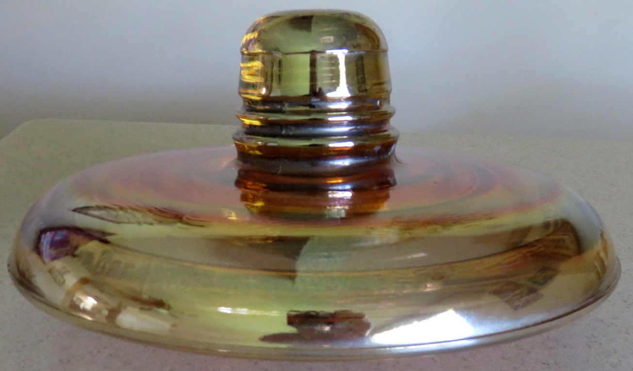Pyrex Sombrero Marigold Carnival Glass Insulator 10 inches dated April ...