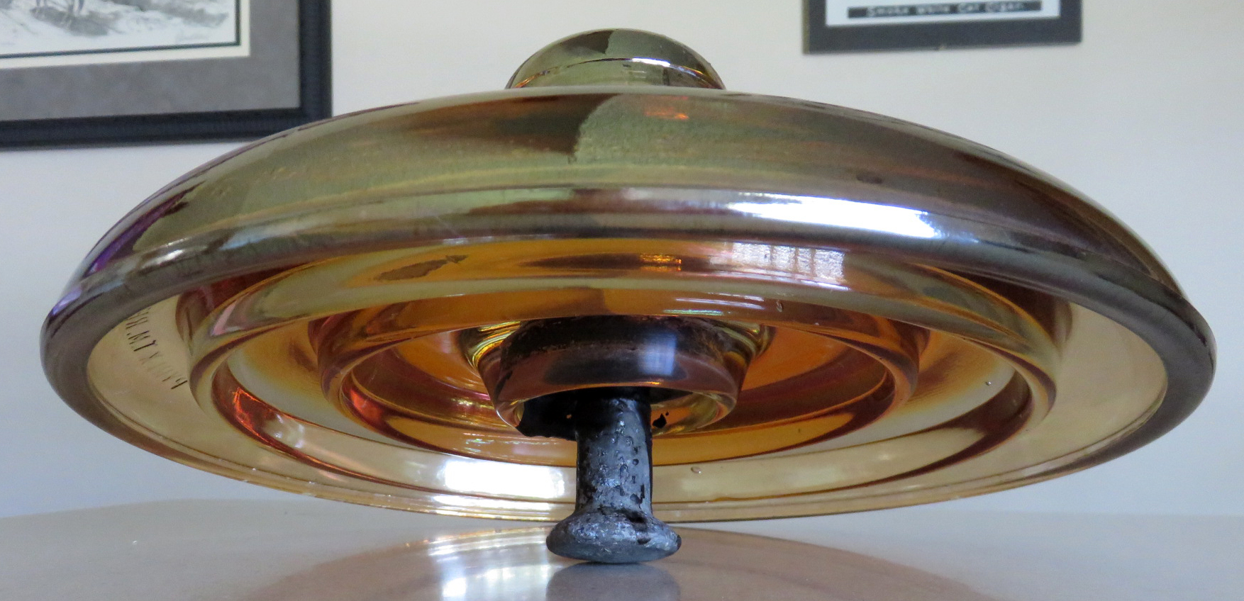 Pyrex Sombrero Marigold Carnival Glass Insulator 10 inches dated April ...