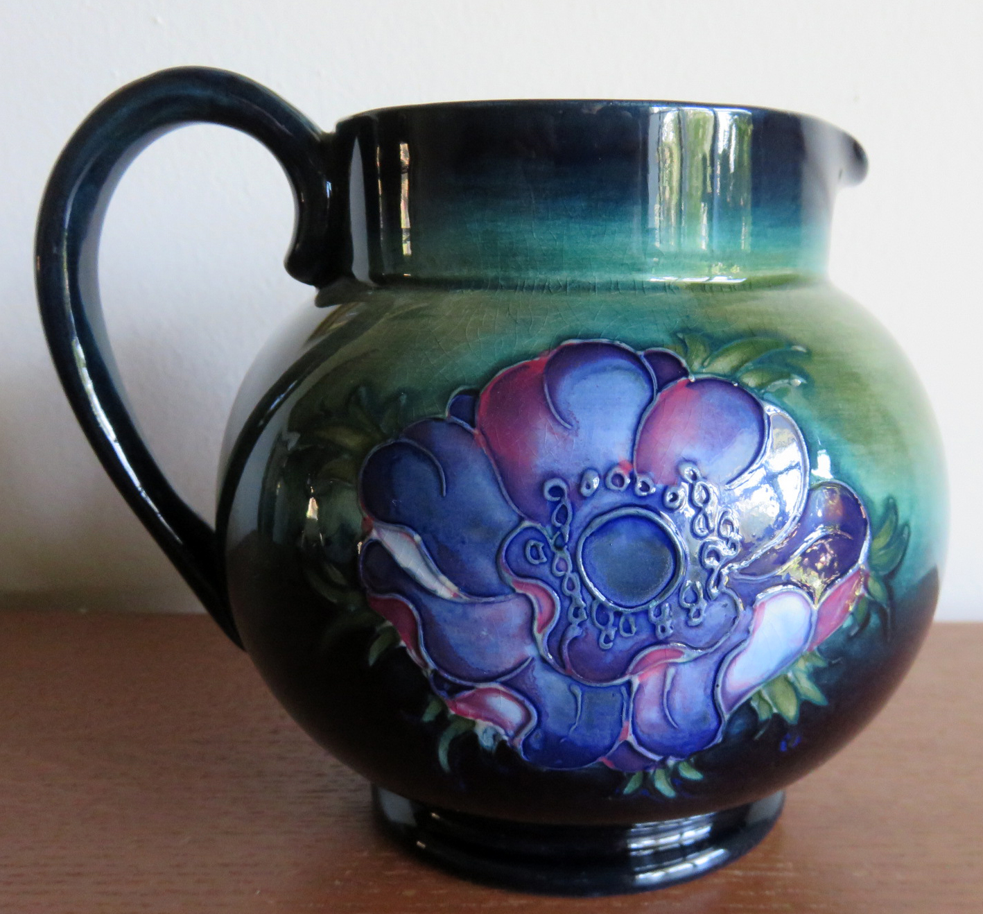 Moorcroft Anemone on Blue Green pitcher 5.125 inches tall William ...