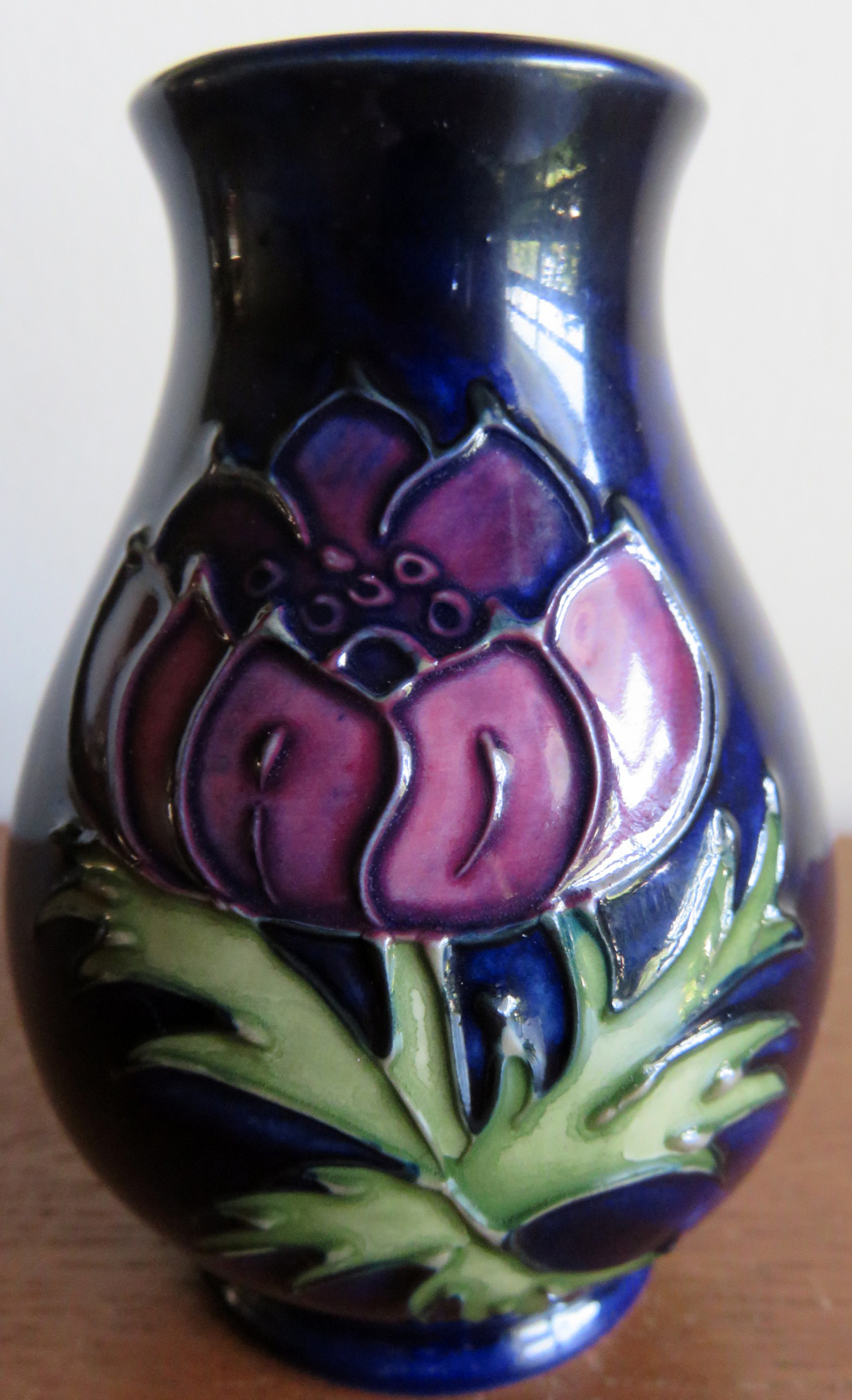 Moorcroft Anemone Cobalt Blue 3_75inch 1992 vase