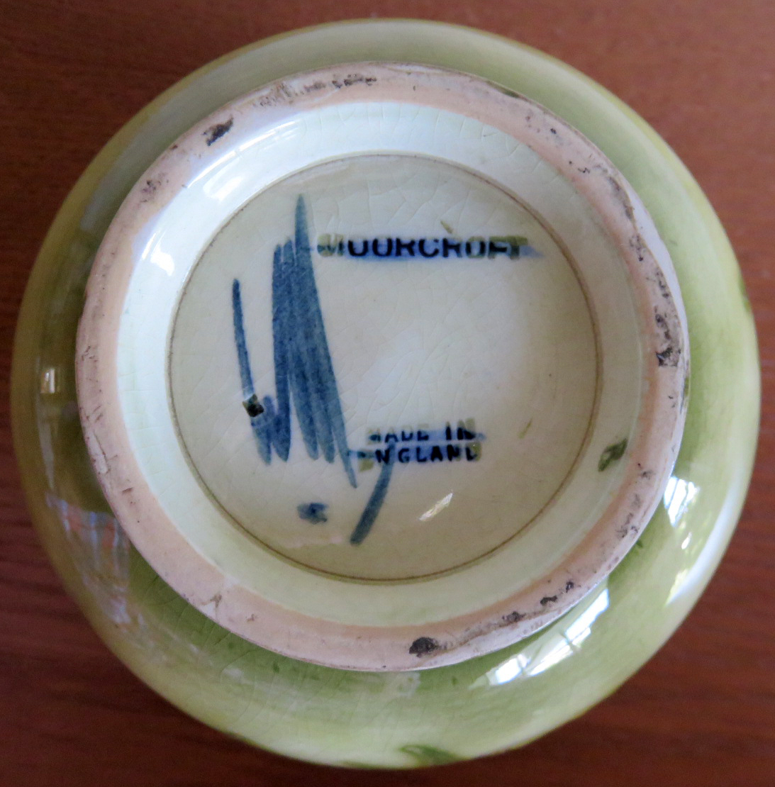 Walter Moorcroft Anemone on Green Yellow Cache Pot