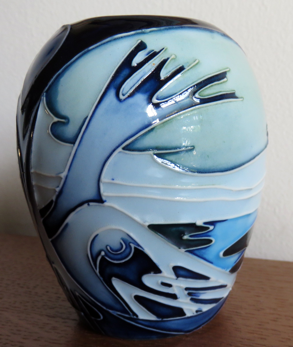 Moorcroft Knypersley Blue Vase by Emma Bossons 2003